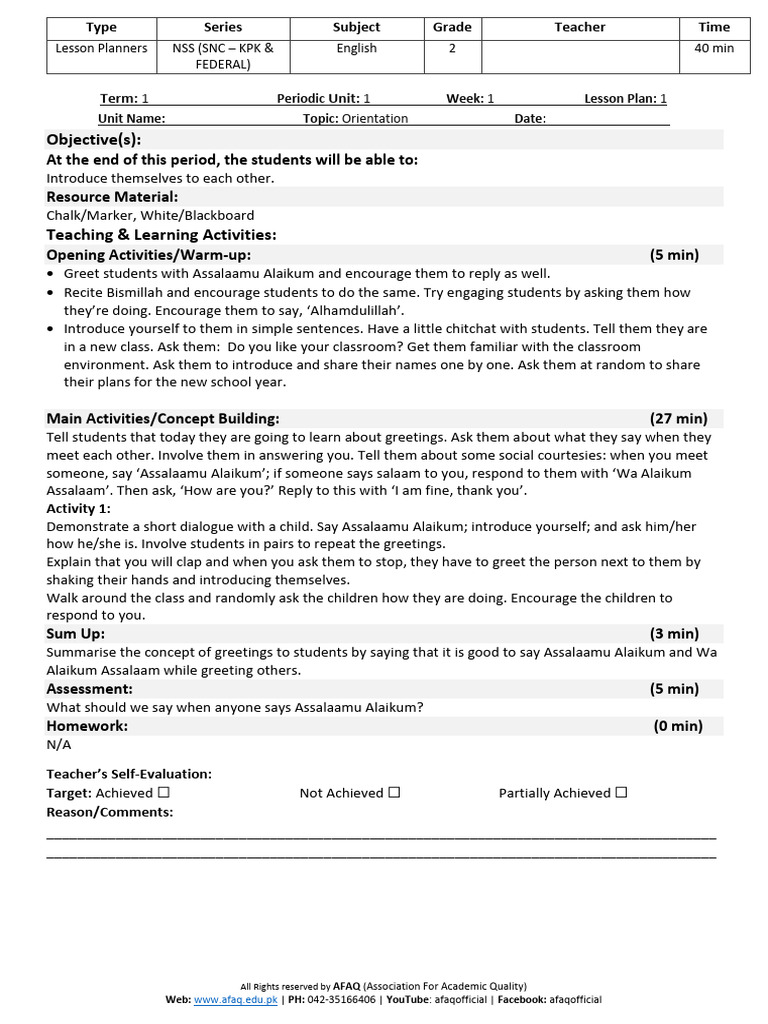 KPK & Federal LP Sun Eng Two T1u1 | PDF | Lesson Plan | Phonics