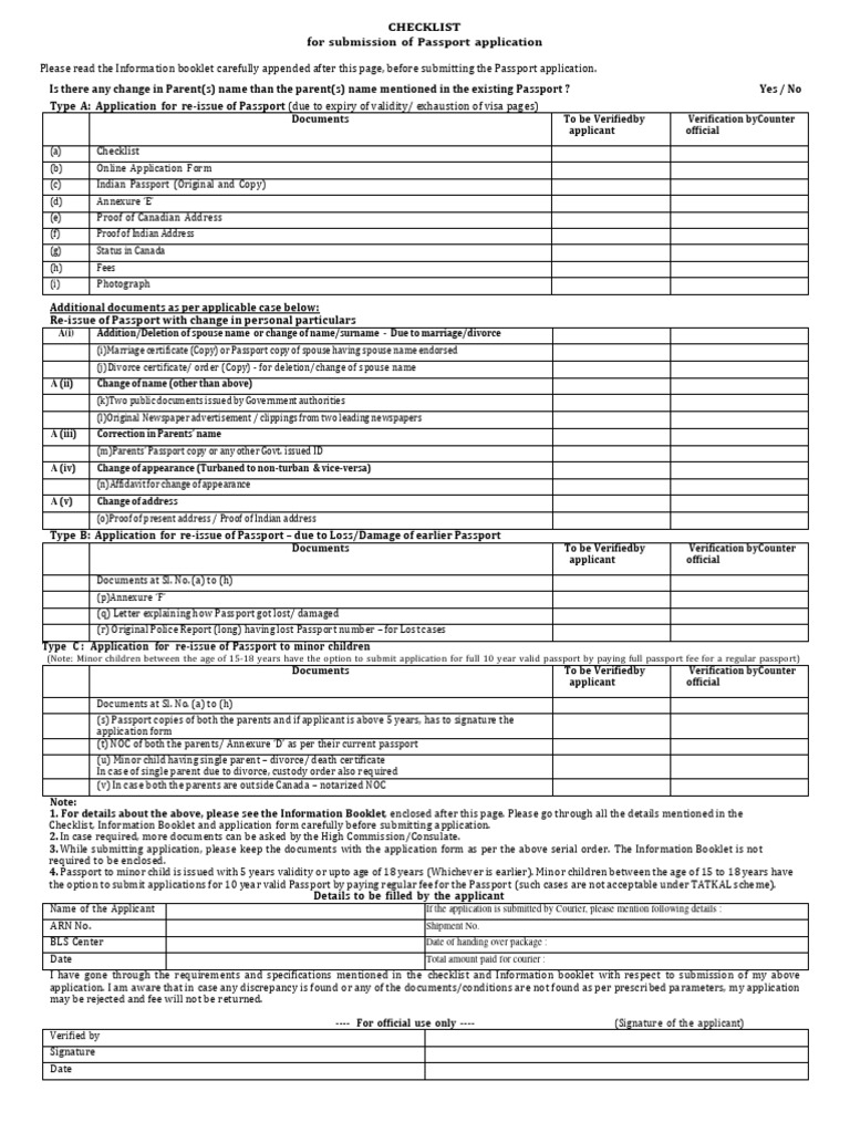 Checklist and Information Booklet For Passport May 13 | PDF | Passport ...