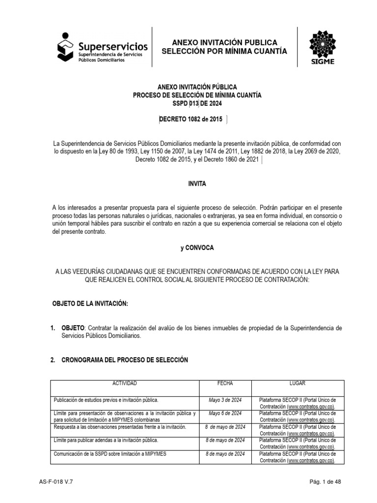 Invitacion Publica SSPD MC 013 2024 P | Descargar gratis PDF ... Invitacion Publica SSPD MC 013 2024 P | Descargar gratis PDF ...