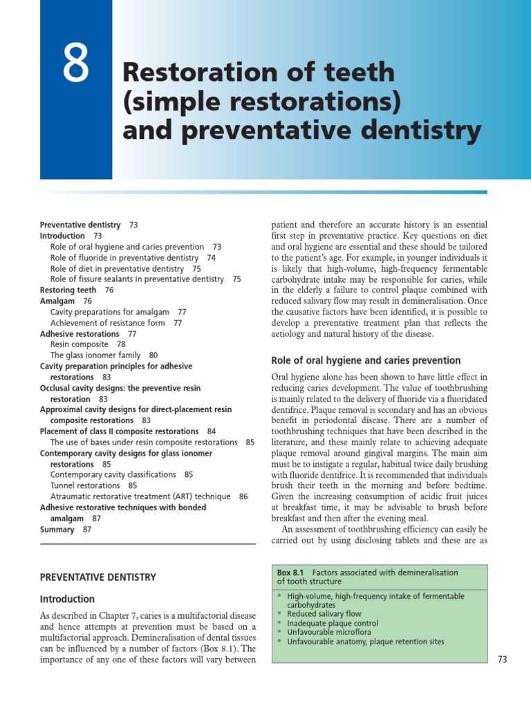 8.restoration of Teeth and Preventative Dentistry | PDF | Dental ...