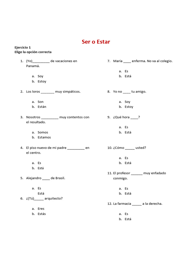 Ser o Estar | PDF