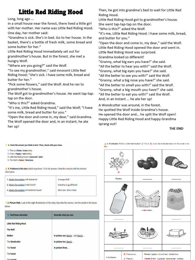 Caperucita Roja 5to Año - Inglés | PDF | Little Red Riding Hood | Fairy ...
