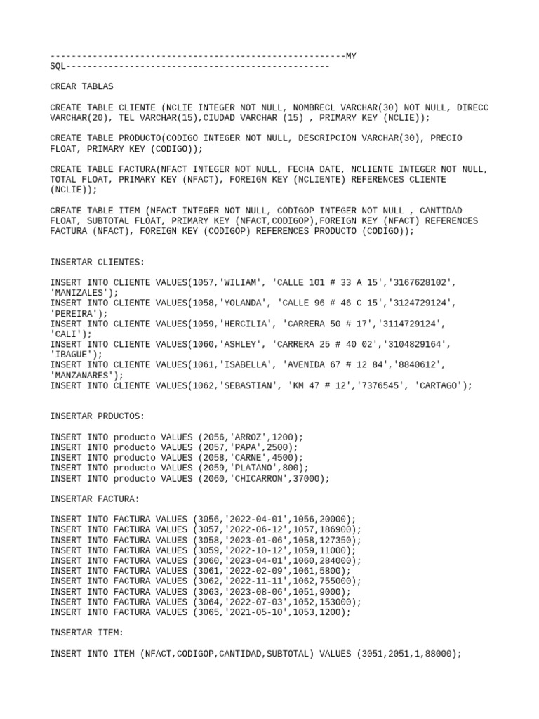SQL Proveedores | PDF | SQL | Bases de datos