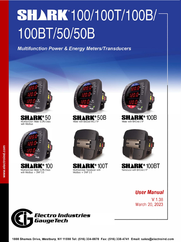 Shark 50 50B 100 100B 100BT 100T Power and Energy Meter User Manual ...