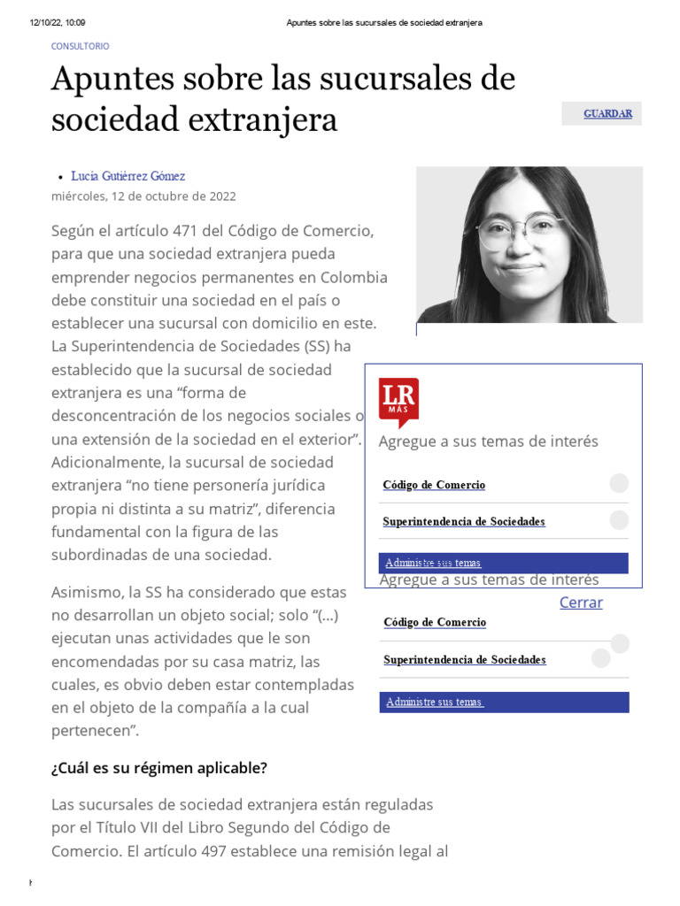 Apuntes Sobre Las Sucursales de Sociedad Extranjera | PDF