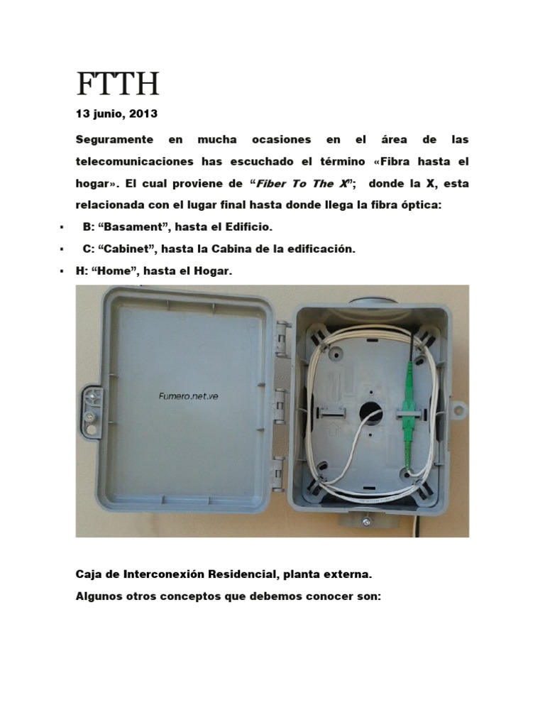 FTTH | PDF | Fibra óptica | Internet