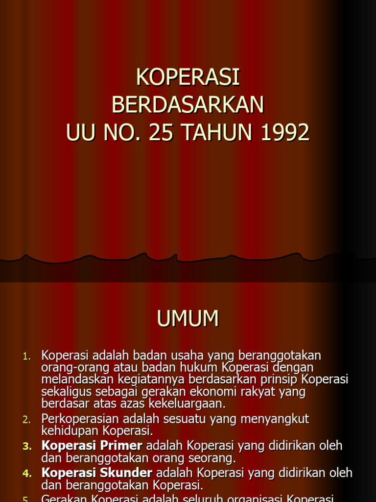 Koperasi Berdasarkan UU | PDF