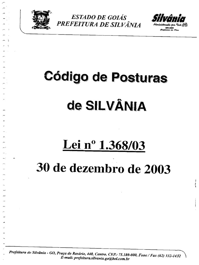 Código de Posturas de Silvânia-GO | PDF