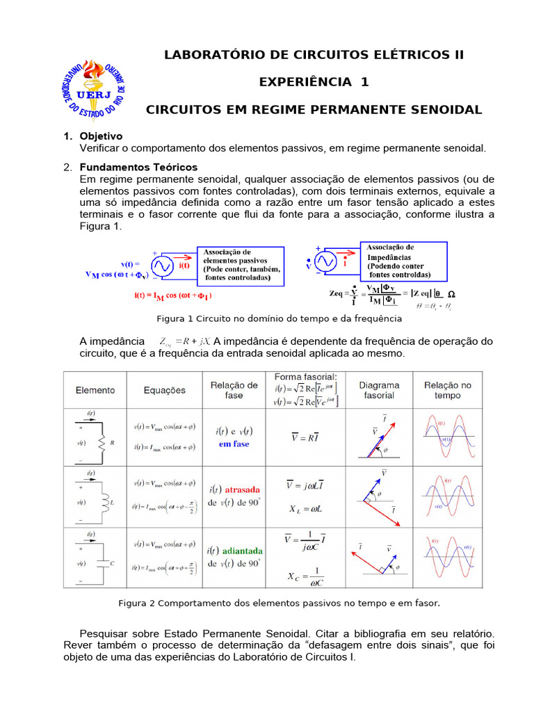 EXP 01 LCE2 Impedancias 1 | PDF | Rede elétrica | Impedância elétrica