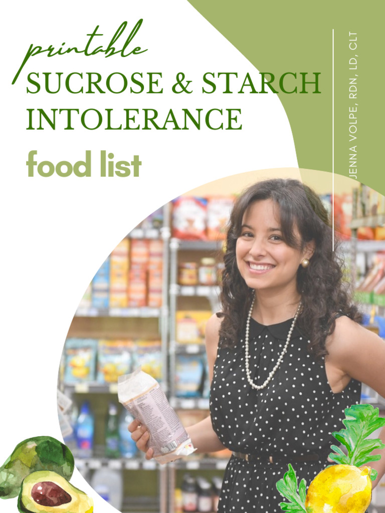 Sucrose and Starch Intolerance - Food List Printable | PDF | Foods | Sugar