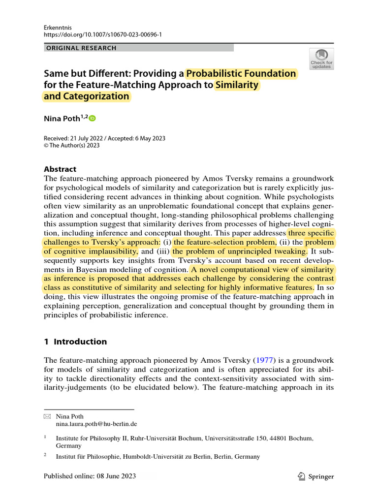 Providing A Probabilistic Foundation For The Feature-Matching Approach To Similarity and ...