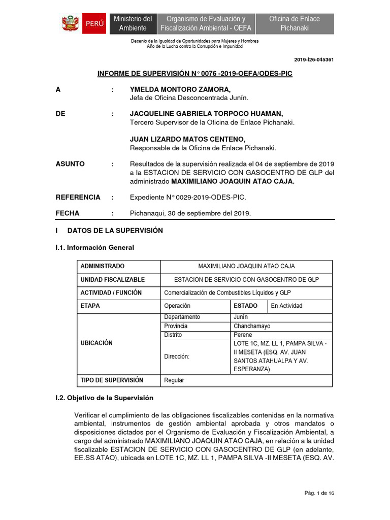 Modelo de informe de supervisión | Descargar gratis PDF | Ley del Medio ...