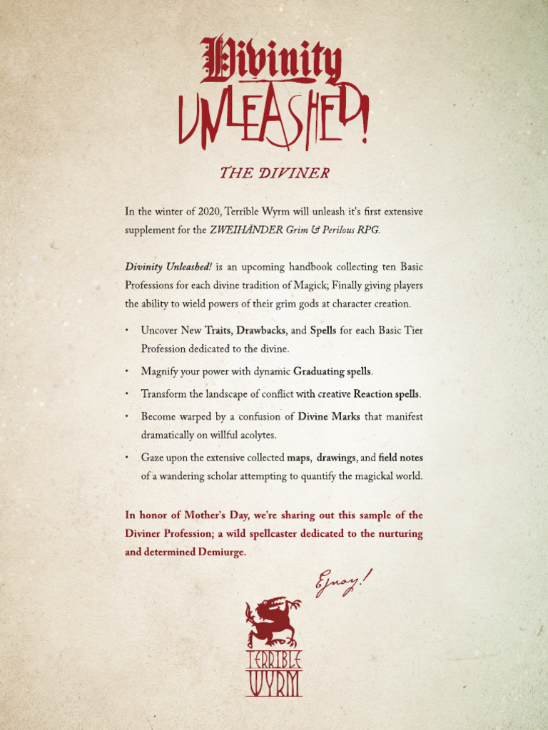 Divinity Unleashed! Preview Supplement For Zweihander RPG | PDF