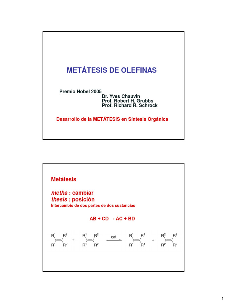 Metátesis de Olefinas: Fundamentos y Aplicaciones | PDF | Sustancias ...