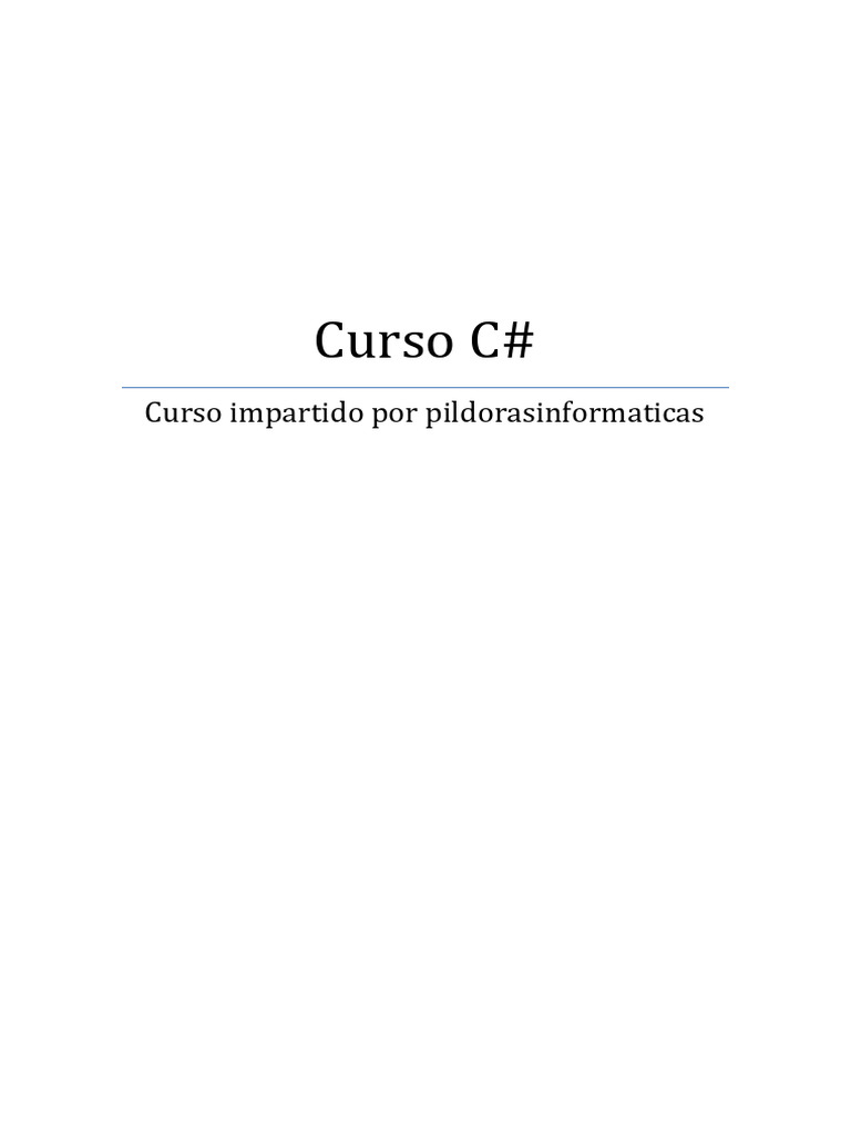 Curso C# - Pildorasinformaticas | PDF | C Sharp (lenguaje de programación) | Objeto (informática)
