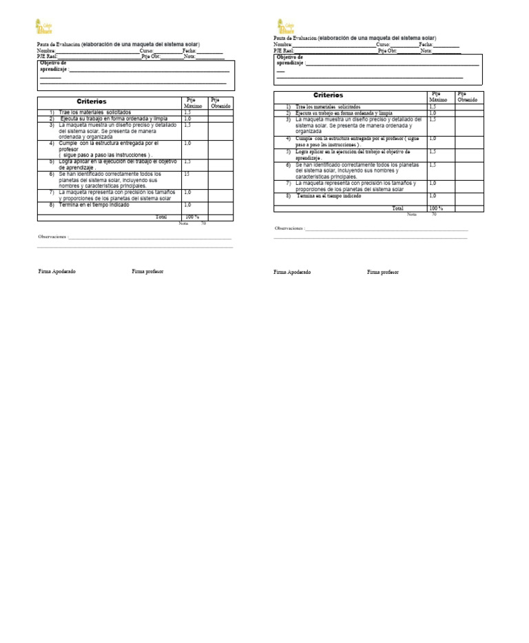 Pauta de Evaluación trabajo pràctico | PDF