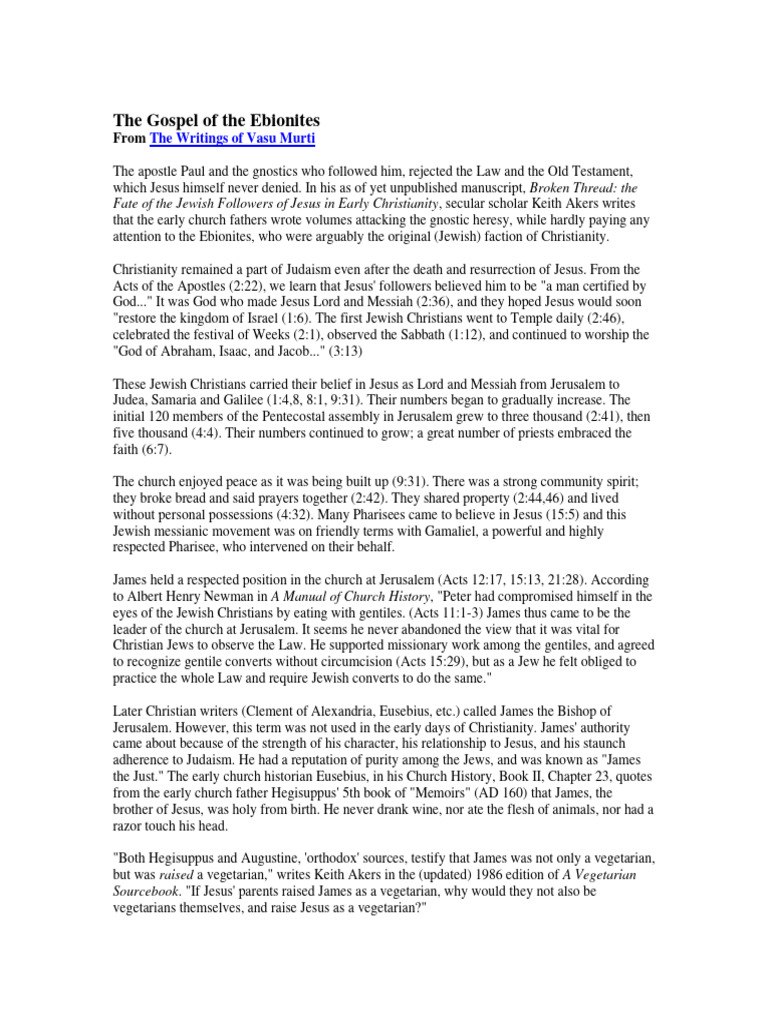 The Gospel of The Ebionites | PDF | Jesus | Jewish Christian