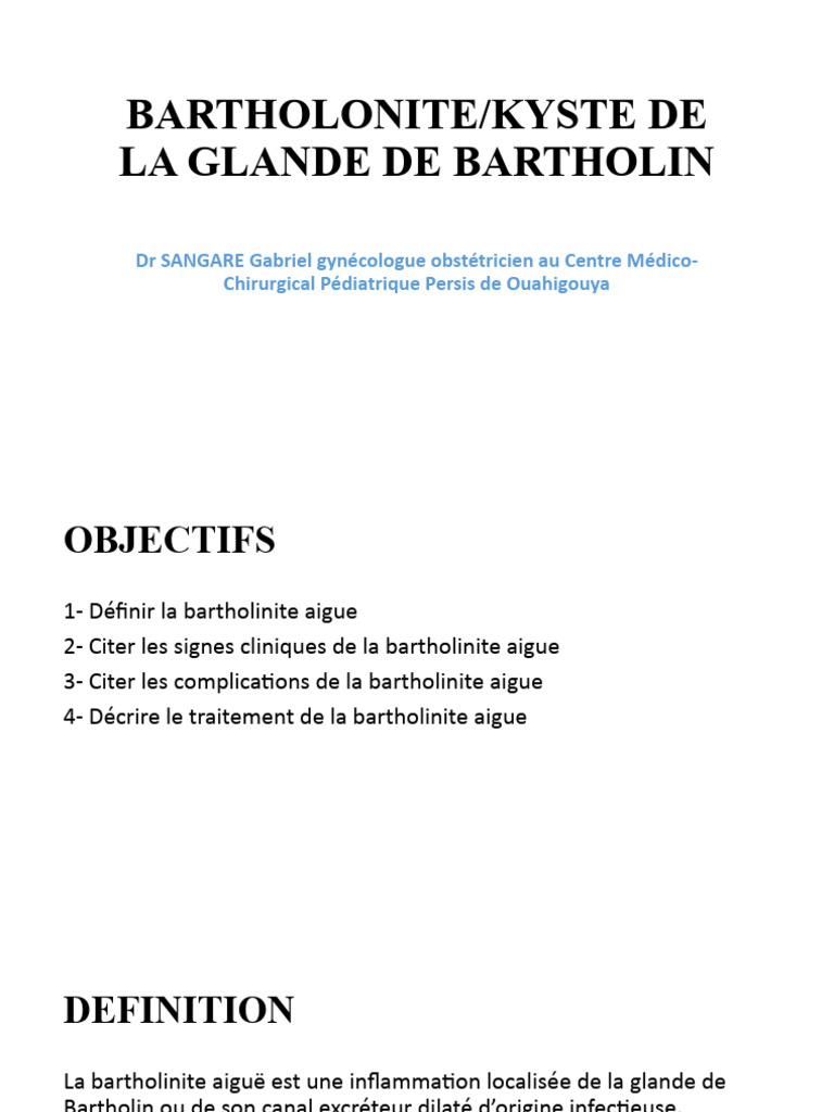 Bartholinite Aiguë : Symptômes et Traitements | PDF | Épidémiologie ...