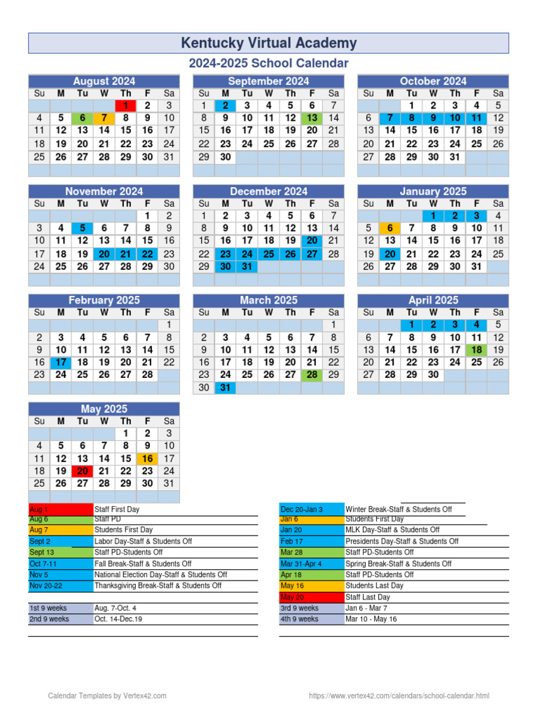 KYVA School Year 24-25 Calendar | PDF