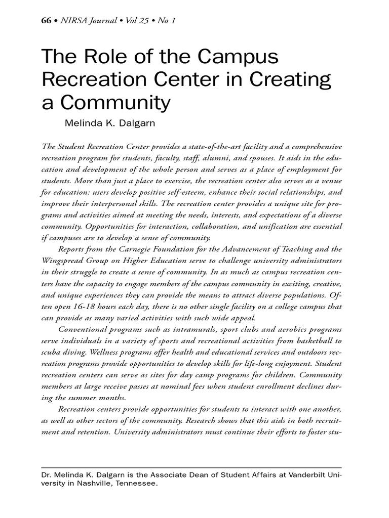 Dalgarn 2001 The Role of The Campus Recreation Center in Creating A ...