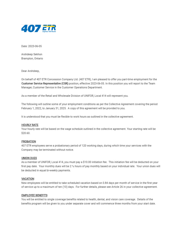 Union+Offer+Letter+2023!05!25 | Download Free PDF | Employment ...