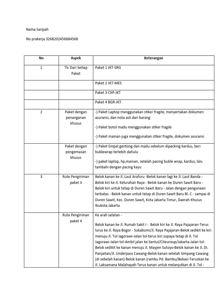 TPM 1 Menentukan Kode Resi, Jenis, Dan Rute | PDF