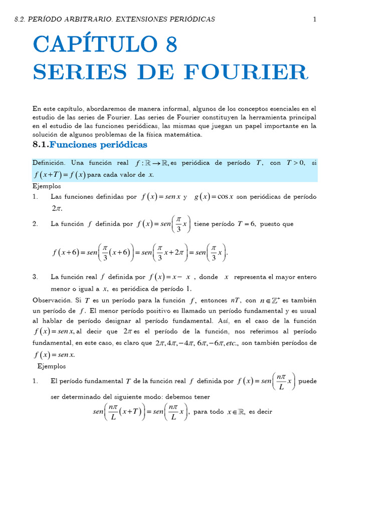 Capitulo 8. Series de Fourier | PDF | Función (Matemáticas) | Series de ...