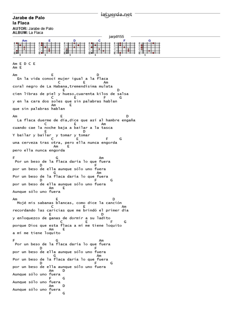 Jarabe de Palo La Flaca Letra y Acordes | PDF | Música grabada | Grabación de sonido