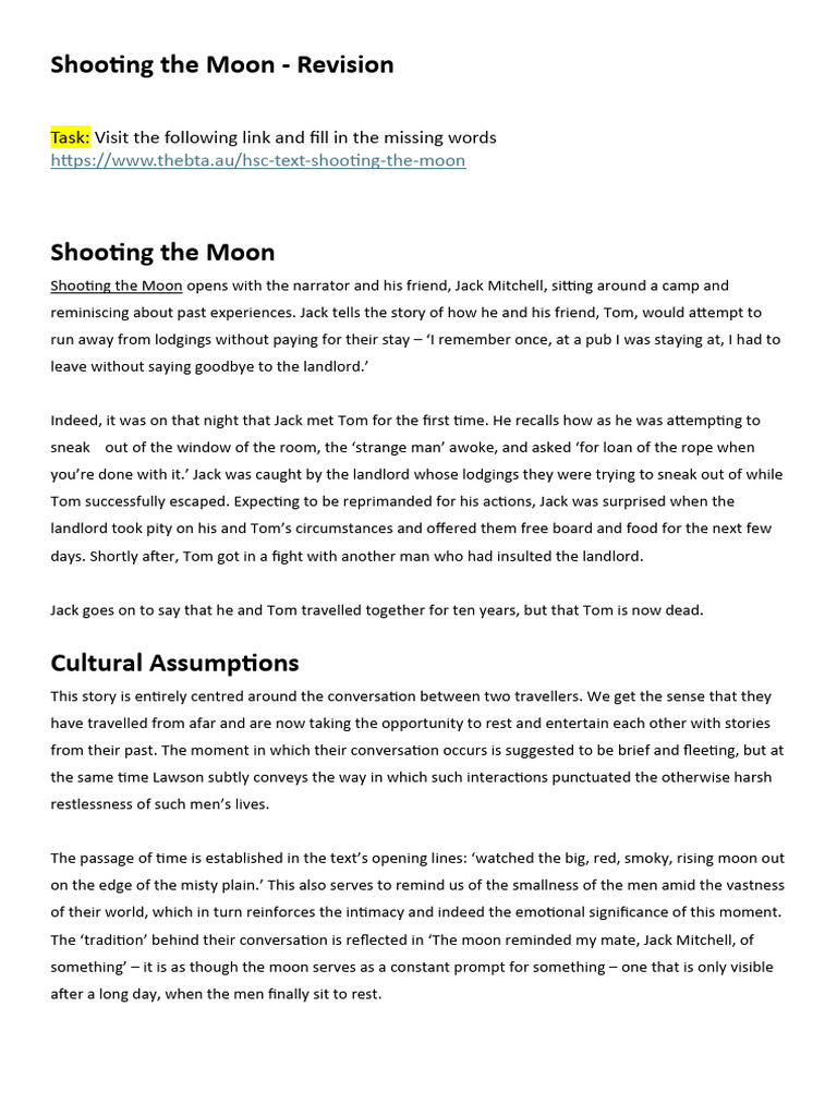 Shooting The Moon - Revision | PDF | Mystery, Thriller & Crime Fiction ...