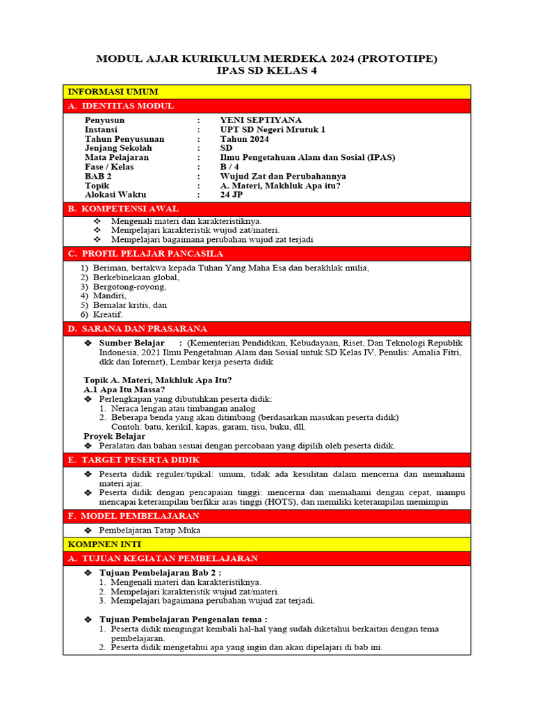 RPP 12 Ipas Noneksak (Yeni Septiyana 877302314) | PDF