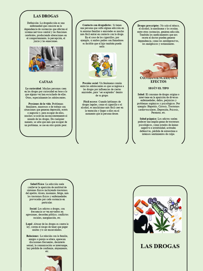 Triptico de Las Drogas | Descargar gratis PDF | La dependencia de sustancias | Drogas