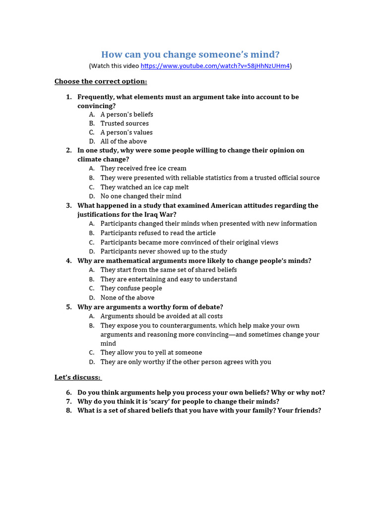 C1 How Can You Change Someones Mind (TedEd) | PDF