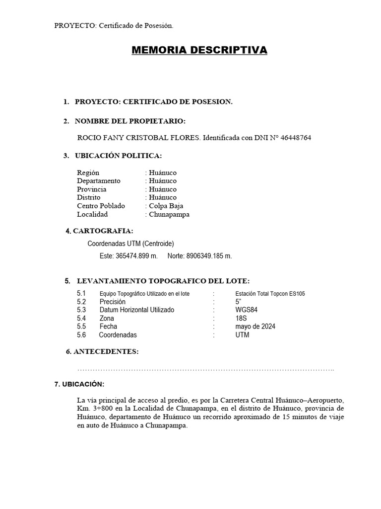 MEMORIA DESCRIPTIVA-Rocio Fany | Descargar gratis PDF | Geometría del ... MEMORIA DESCRIPTIVA-Rocio Fany | Descargar gratis PDF | Geometría del ...