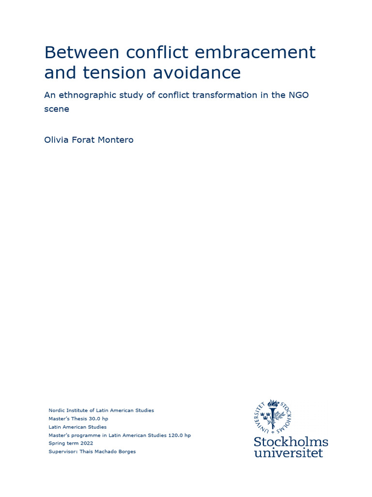 Between Conflict Embracement and Tension Avoidance | PDF | Non ...