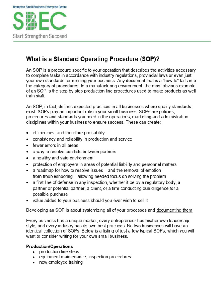 What Is A Standard Operating Procedure (SOP) | PDF | Employment ...