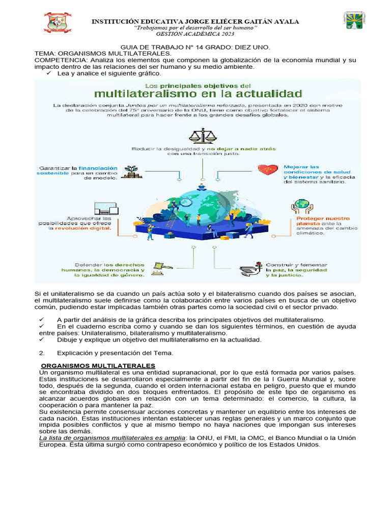 Guía14 Organismos Multilaterales | PDF | Naciones Unidas | Relaciones ...