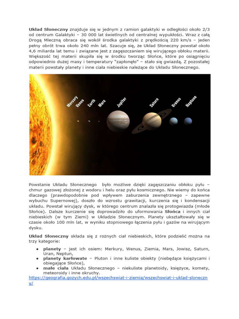 GEO K2 M1 KP2 Uklad Sloneczny Zad1 | PDF