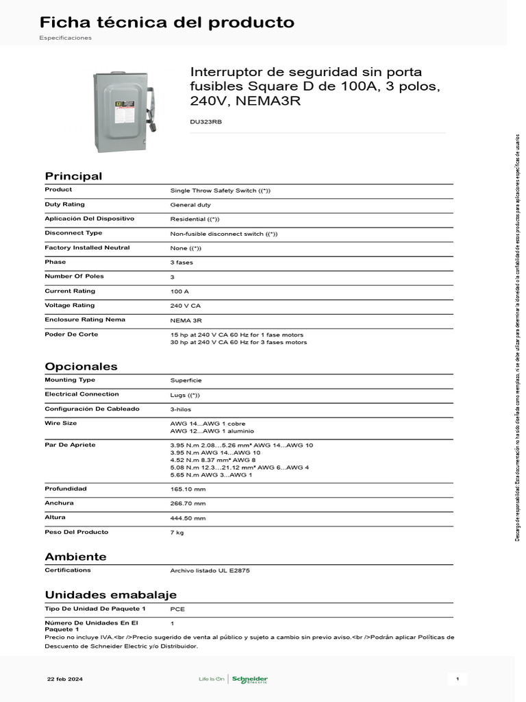 Schneider Electric - Interruptores-Generales-De-Seguridad - DU323RB ...