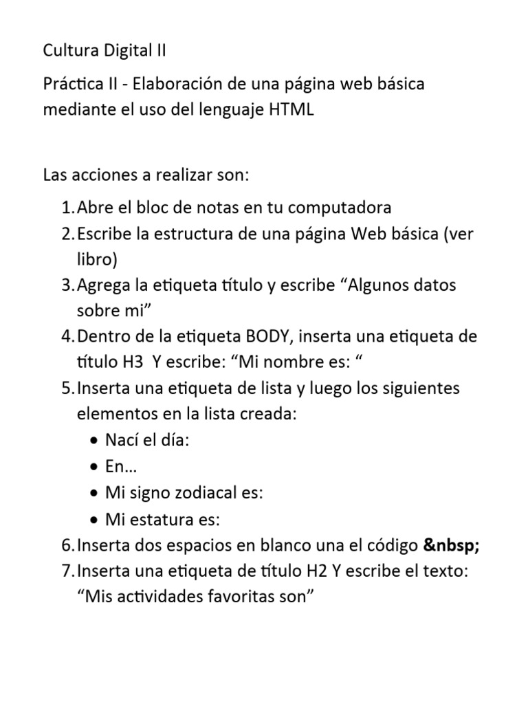 Cultura Digital II - Práctica HTML | PDF