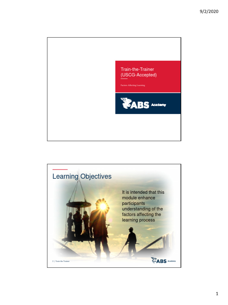 03 Train The Trainer - Factors Affecting Learning | PDF | Learning ...