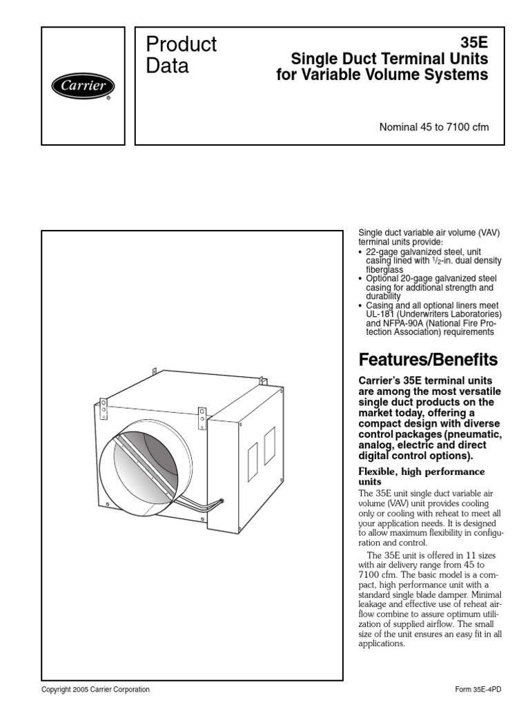 Product Data: 35E Single Duct Terminal Units For Variable Volume ...