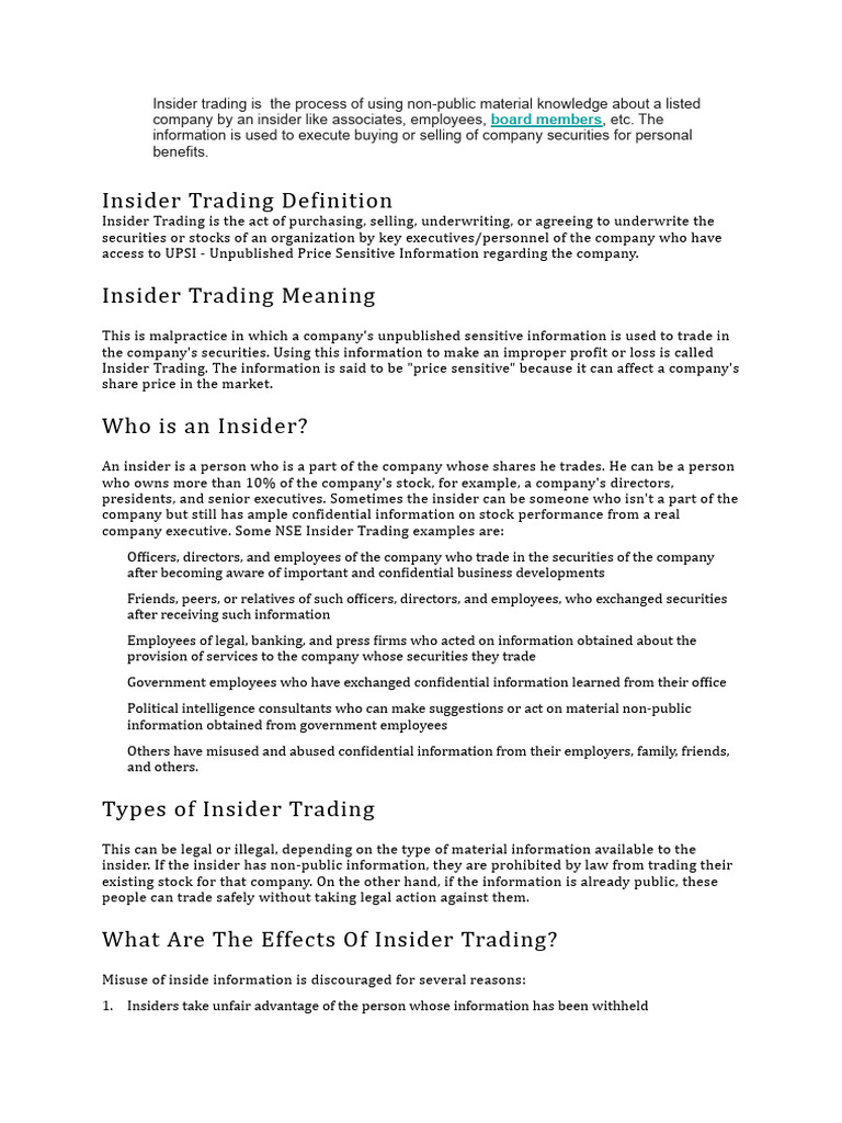 Insider Trading | PDF | Insider Trading | Private Law