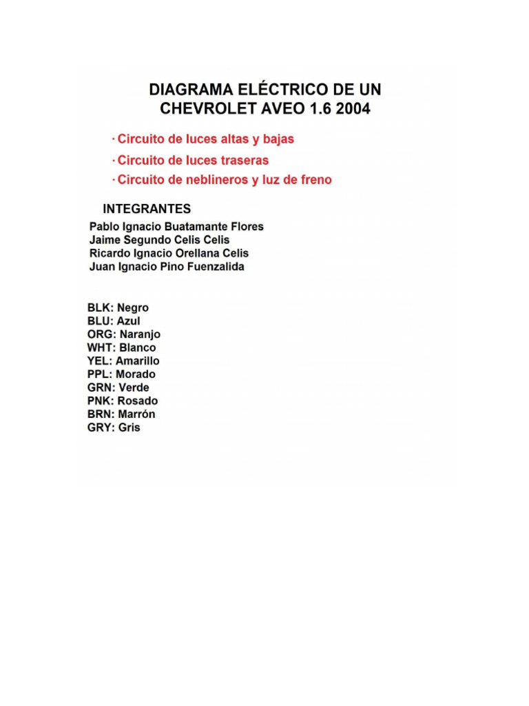 DIAGRAMA ELÉCTRICO CHEVROLET AVEO 2004 | PDF