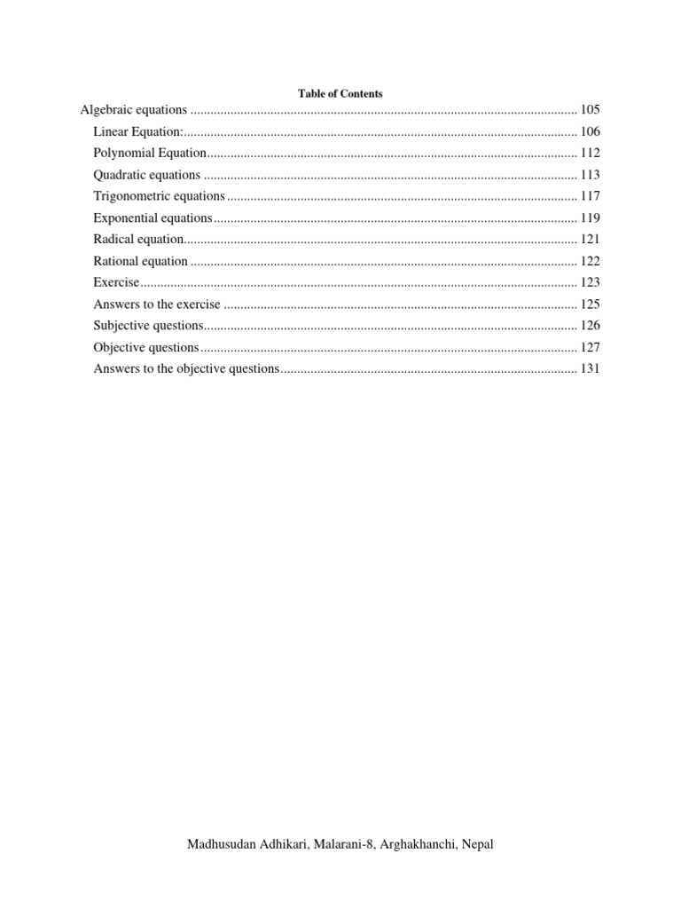 Algebraic Equations | PDF | Equations | Polynomial