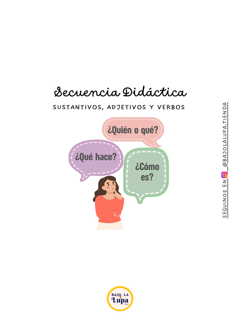 Secuencia Didáctica Sustantivos, Adjetivos y Verbos I | Descargar gratis PDF | Verbo | Sustantivo