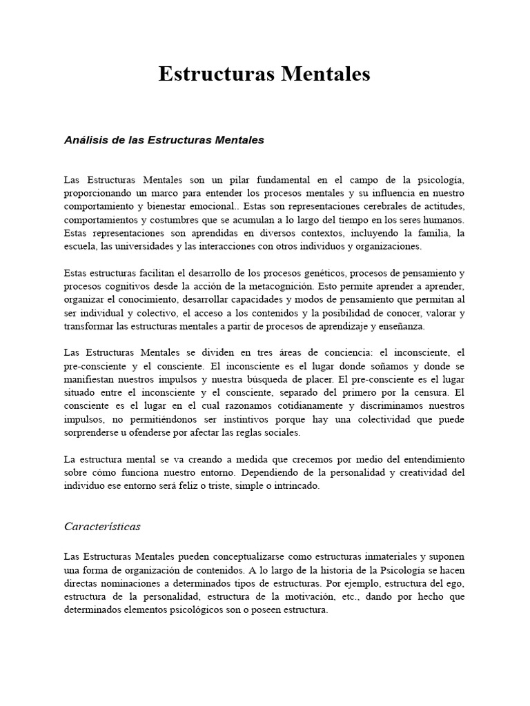 Estructuras Mentales | PDF | Mente | Hemisferio cerebral