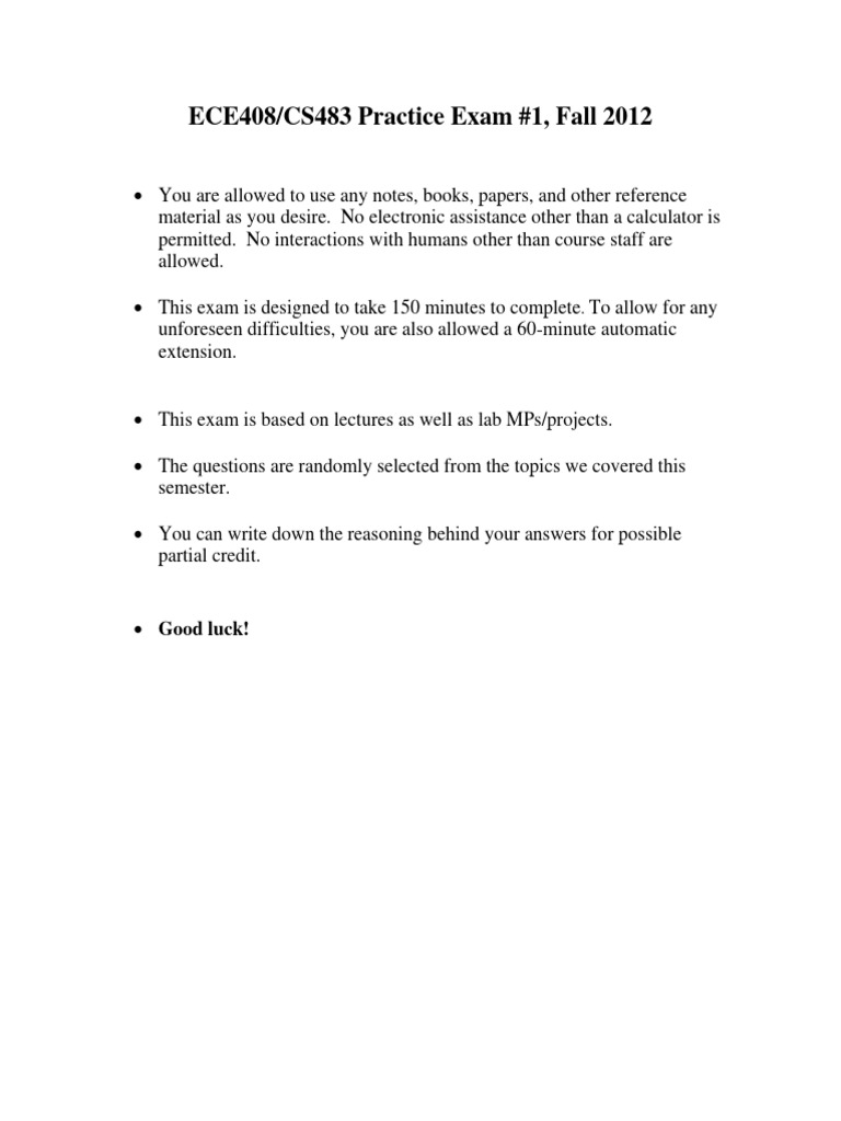 ECE408 2012 Practice Exam1 | PDF | Computer Programming | Computing