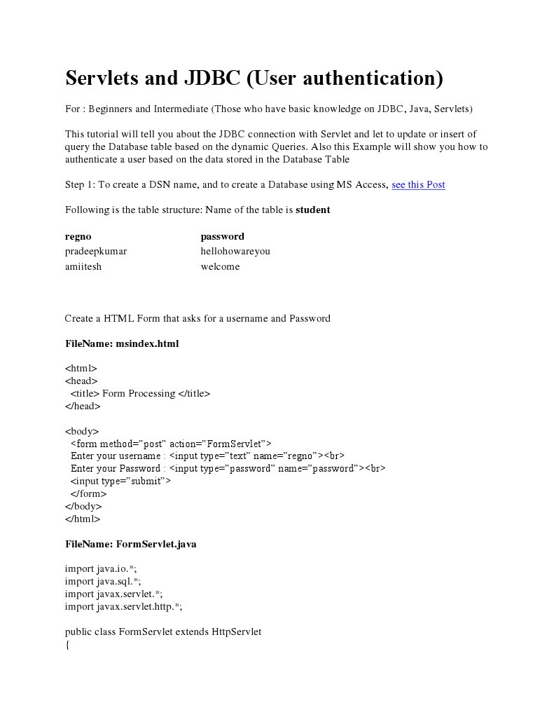 Servlets and JDBC | PDF Servlets and JDBC | PDF
