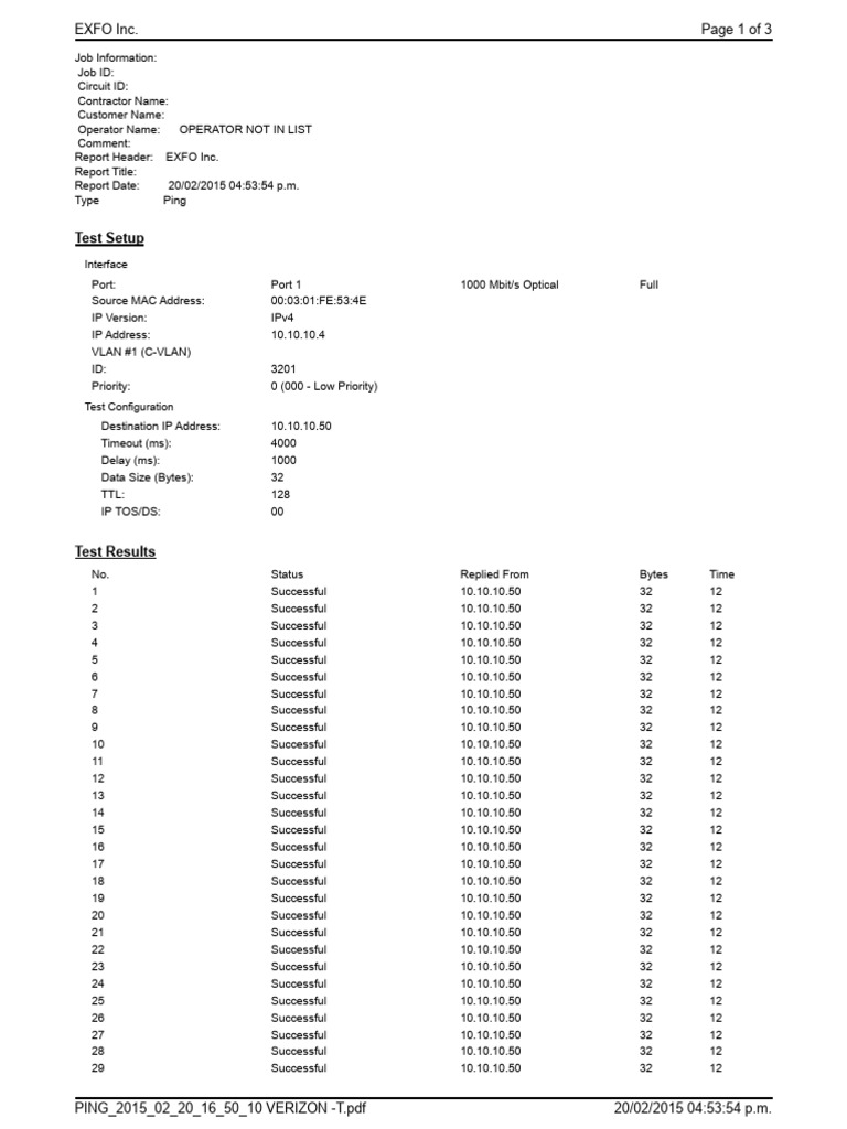 Prueba de Ping Extend 2015-02-20 Verizon - Cargil | PDF | Internet ...