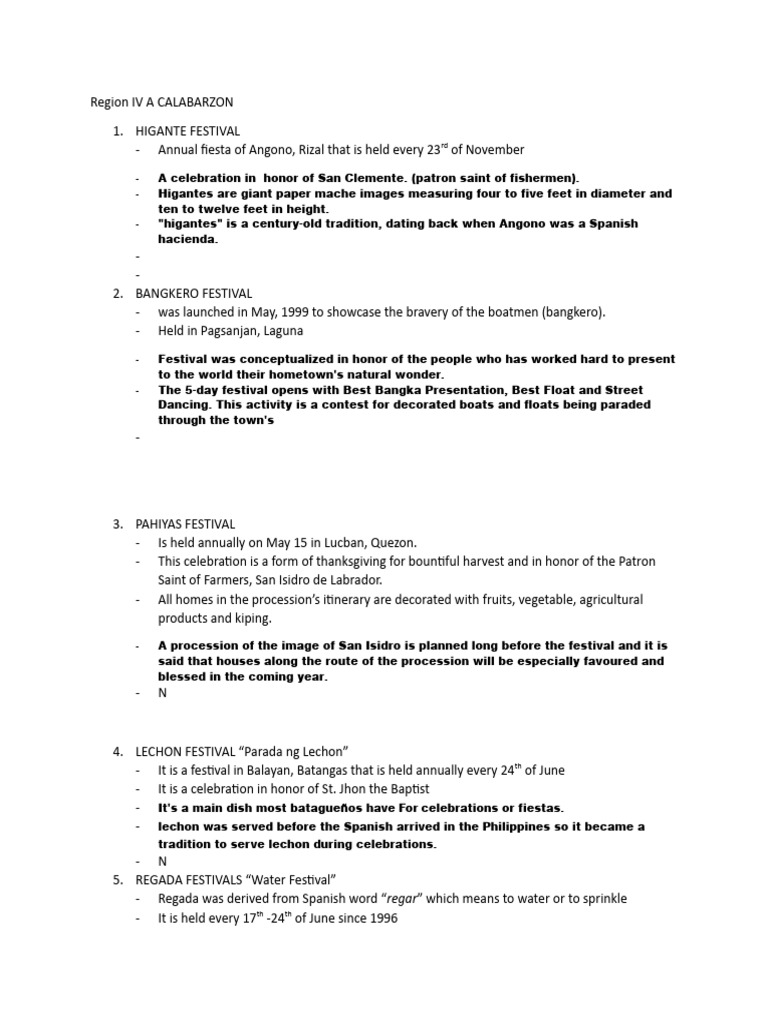 Region IV A CALABARZO1 | PDF | Festival | Religious Holidays